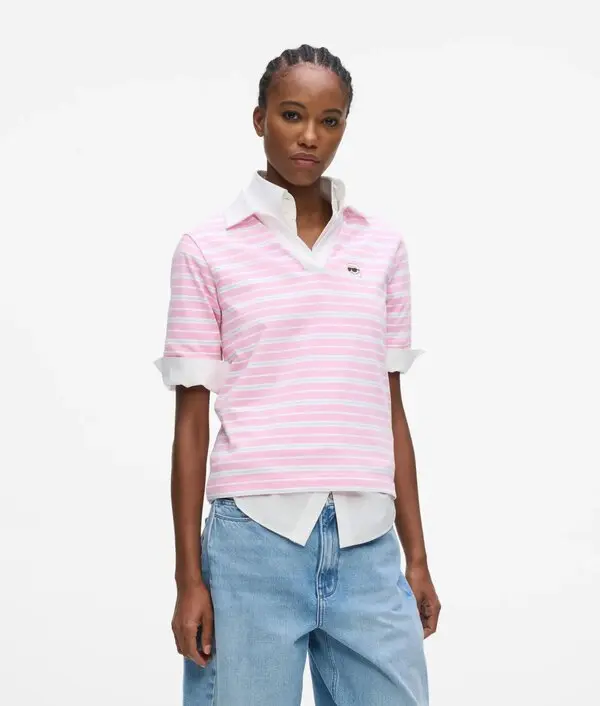 Karl Lagerfeld Ikon Stripe Polo Shirt - Blue-lilac Stripes