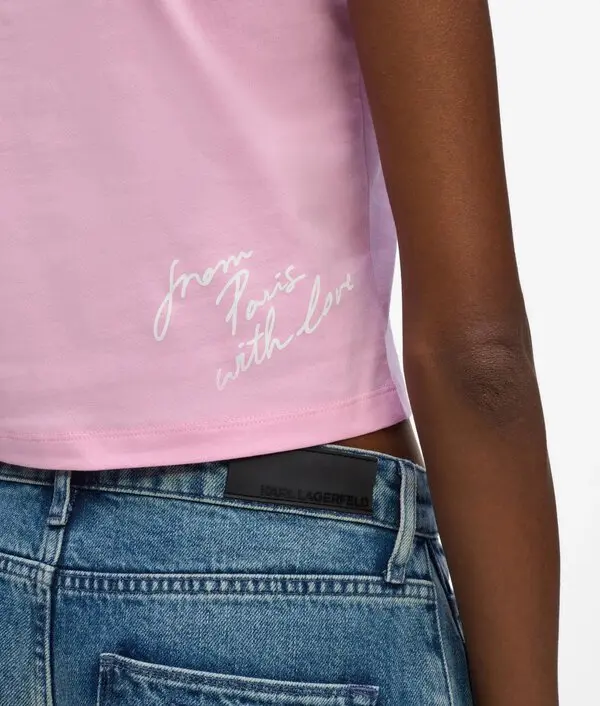 Karl Lagerfeld Bonjour Babe" Organic Cotton T-shirt - Bonbon