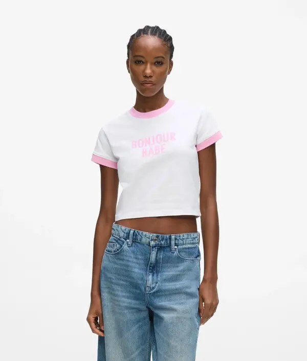 Karl Lagerfeld Bonjour Babe" Organic Cotton T-shirt - White