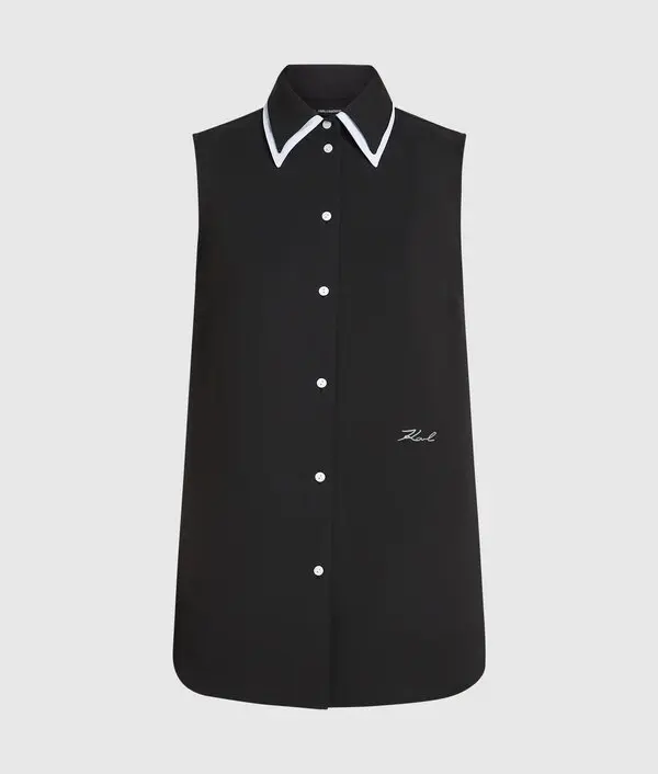 Karl Lagerfeld Sleeveless Blouse With Contrasting Piping