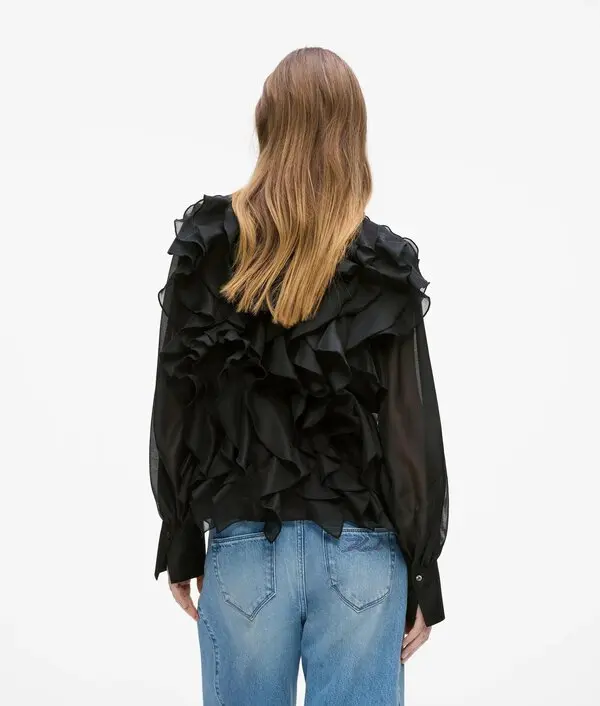 Karl Lagerfeld Organza Ruffle Blouse