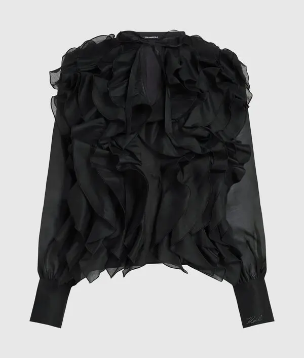 Karl Lagerfeld Organza Ruffle Blouse