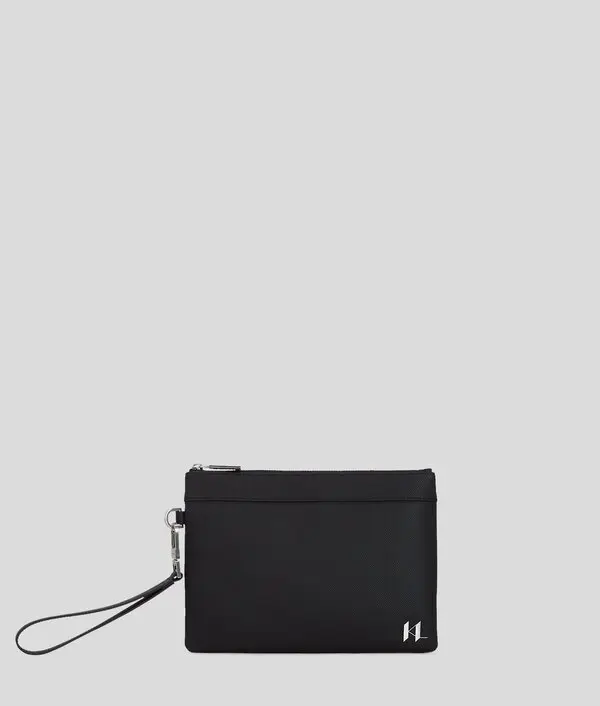 Karl Lagerfeld K/monogram Leather Pouch - Black
