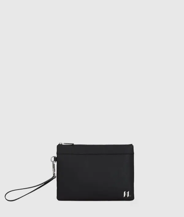 Karl Lagerfeld K/monogram Leather Pouch - Black