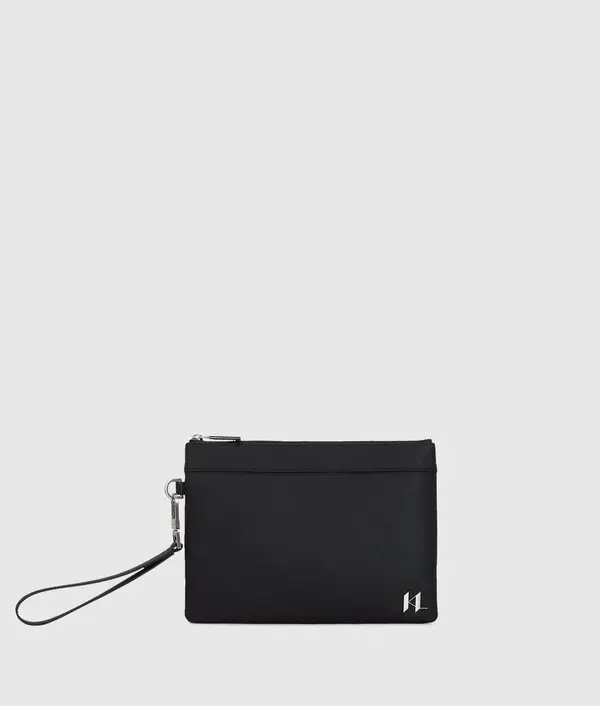 Karl Lagerfeld K/monogram Leather Pouch - Black