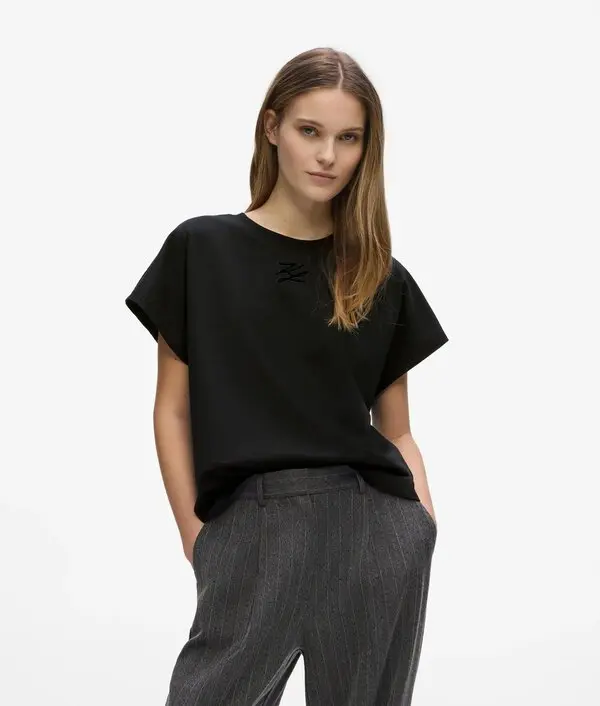 Karl Lagerfeld Autograph Cap Sleeve T-shirt - Black