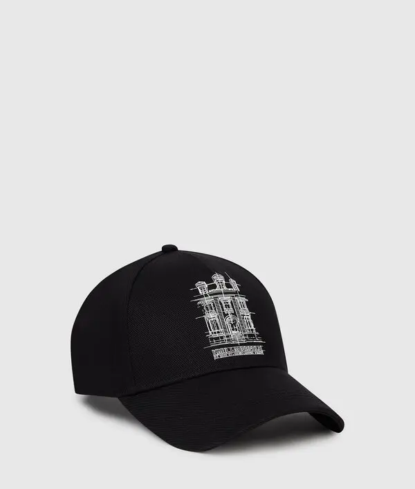 Karl Lagerfeld Cap With Architectural Artwork - Black