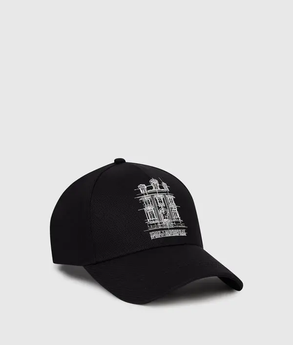 Karl Lagerfeld Cap With Architectural Artwork - Black