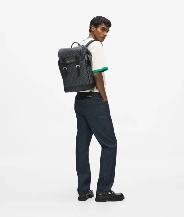 Karl Lagerfeld Ikon Monogram Technical Leather Backpack