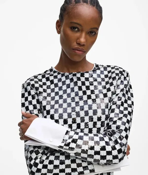 Karl Lagerfeld Checkerboard Sequin Mini Dress
