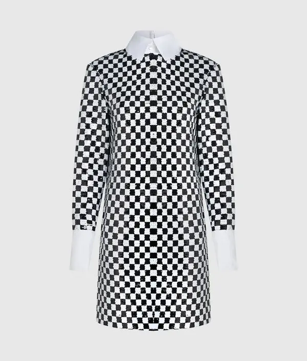 Karl Lagerfeld Checkerboard Sequin Mini Dress