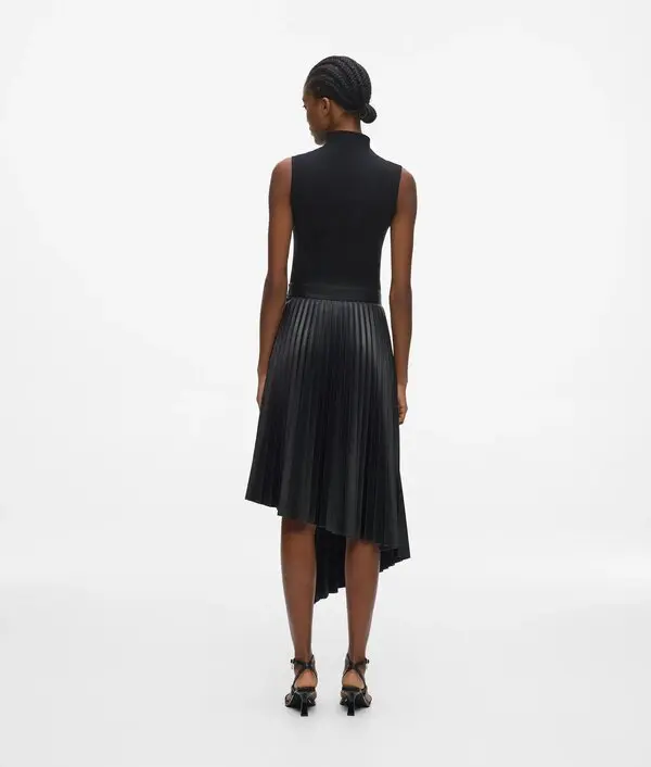 Karl Lagerfeld Asymmetrical Pleated Faux-leather Skirt