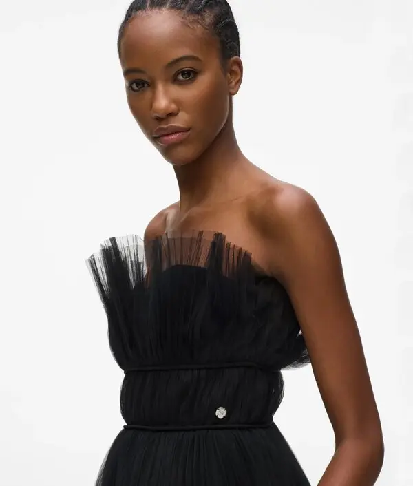 Karl Lagerfeld Asymmetric Tulle Strapless Mini Dress