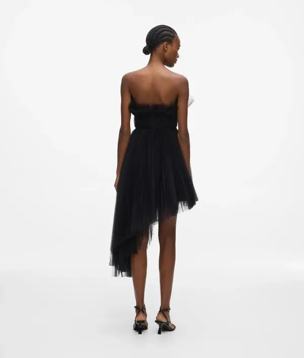 Karl Lagerfeld Asymmetric Tulle Strapless Mini Dress