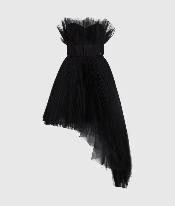 Karl Lagerfeld Asymmetric Tulle Strapless Mini Dress