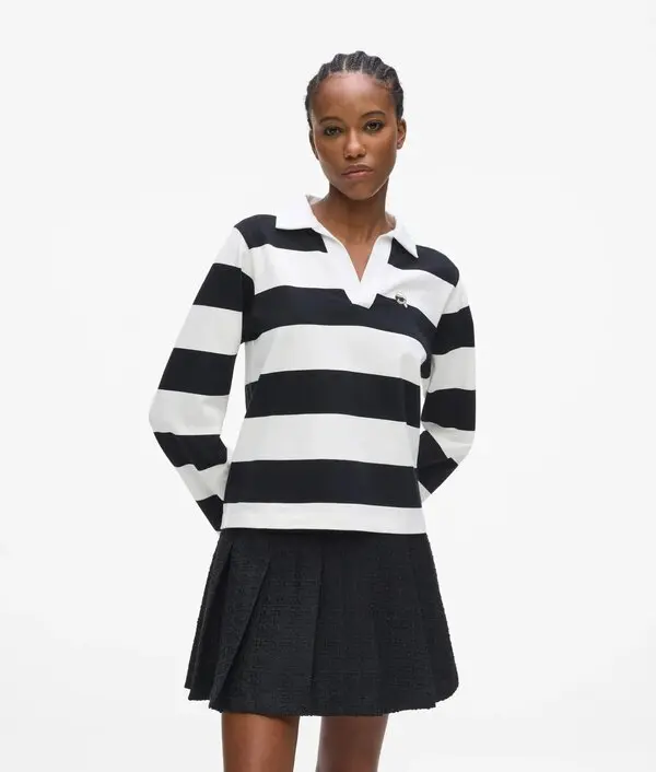Karl Lagerfeld Ikon Stripe Rugby Shirt - Black-cannoli Big Stripes