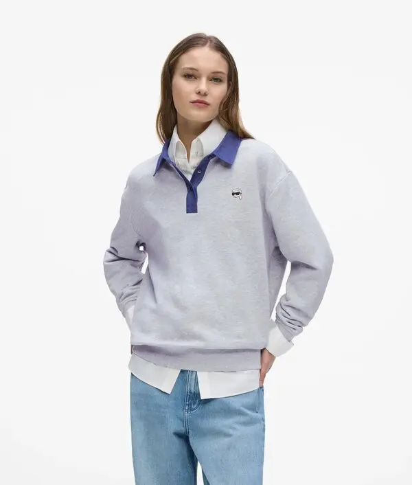 Karl Lagerfeld Ikon Denim Detail Sweatshirt - Light Grey Mel