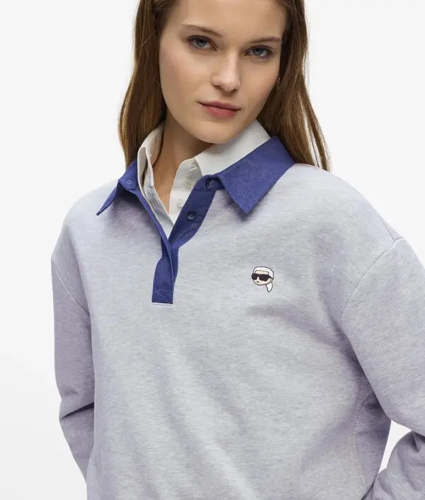 Karl Lagerfeld Ikon Denim Detail Sweatshirt - Light Grey Mel