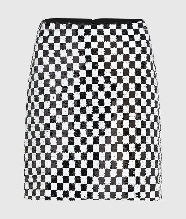 Karl Lagerfeld Checkerboard Sequin Mini Skirt