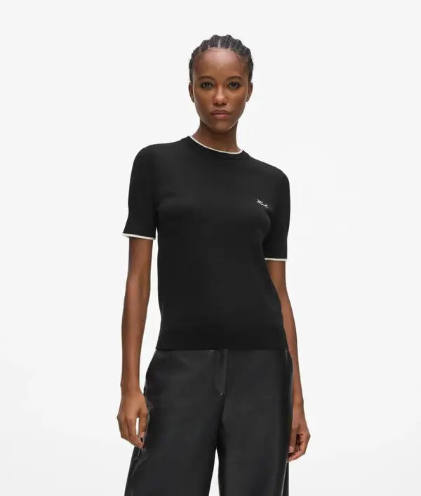 Karl Lagerfeld Merino Wool T-shirt - Black