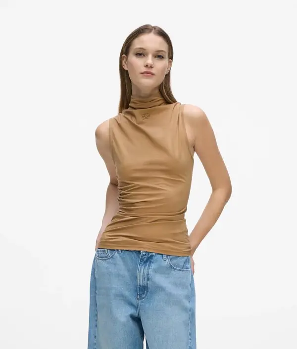 Karl Lagerfeld Mock-neck Tank Top - Nougat