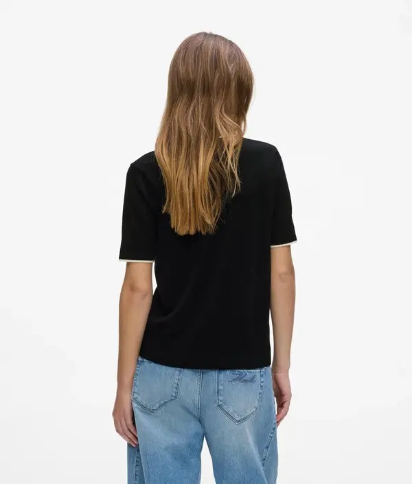 Karl Lagerfeld Merino Wool Short Sleeve Polo Shirt - Black