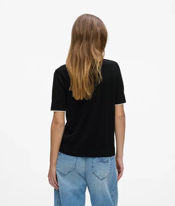 Karl Lagerfeld Merino Wool Short Sleeve Polo Shirt - Black