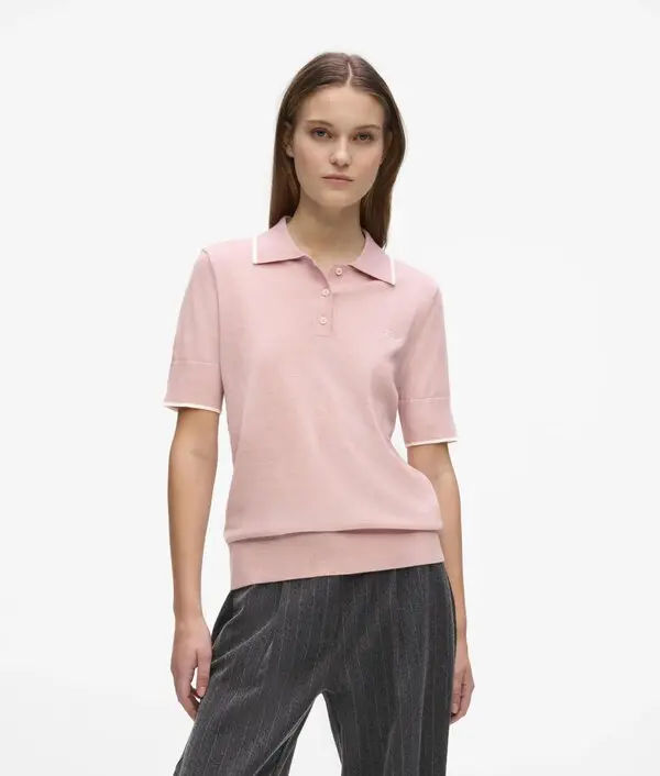 Karl Lagerfeld Merino Wool Polo Shirt - Misty Roses Melange