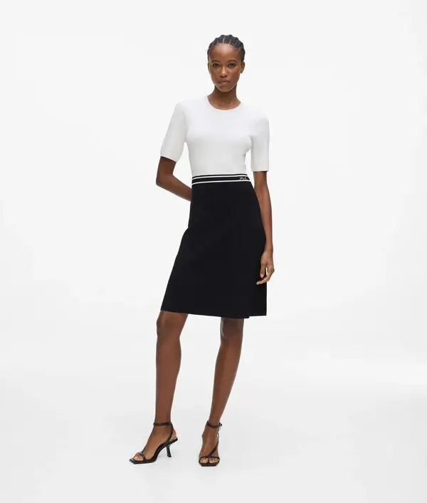 Karl Lagerfeld Two-tone Knit Dress - White/black