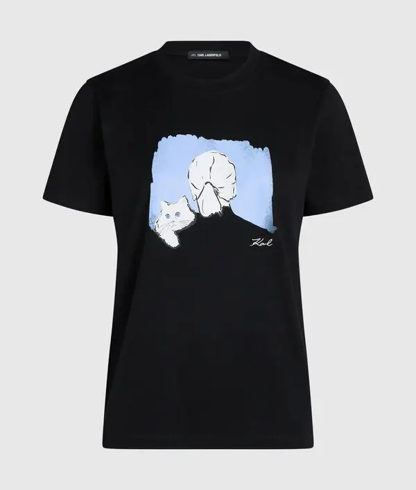 Karl Lagerfeld Illustrated Portrait T-shirt - Black