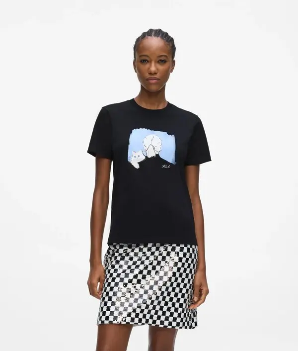 Karl Lagerfeld Illustrated Portrait T-shirt - Black