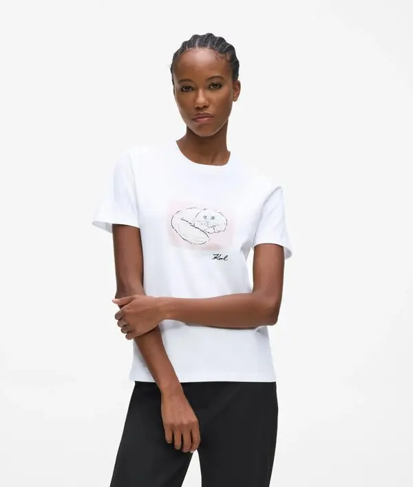 Karl Lagerfeld Illustrated Portrait T-shirt - White