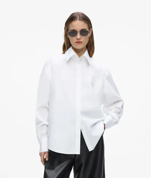Karl Lagerfeld Padded Shoulder Poplin Shirt - White
