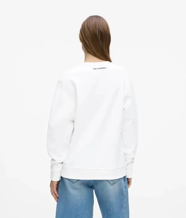Karl Lagerfeld Illustrated Portrait Sweatshirt - White