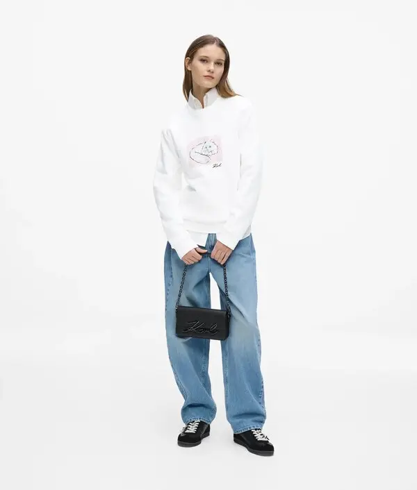 Karl Lagerfeld Illustrated Portrait Sweatshirt - White