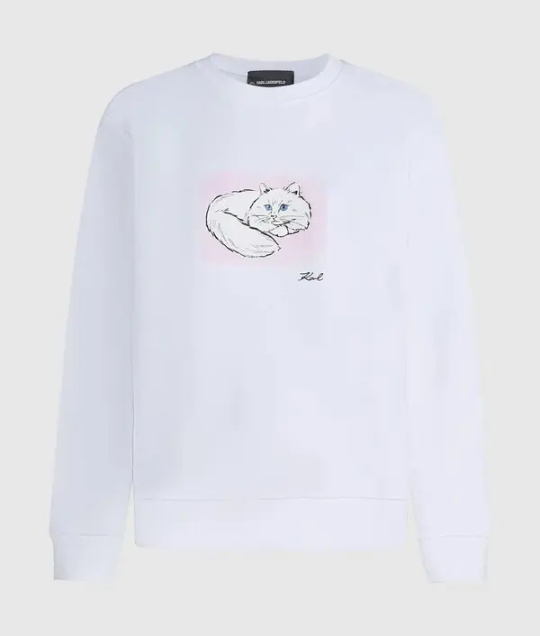 Karl Lagerfeld Illustrated Portrait Sweatshirt - White