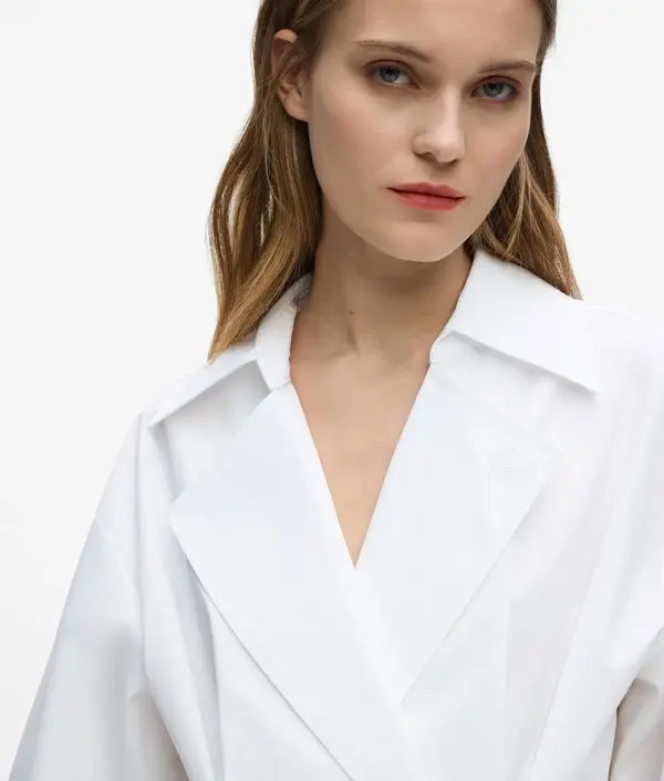 Karl Lagerfeld Double-breasted Poplin Shirt With Peaked Lapels