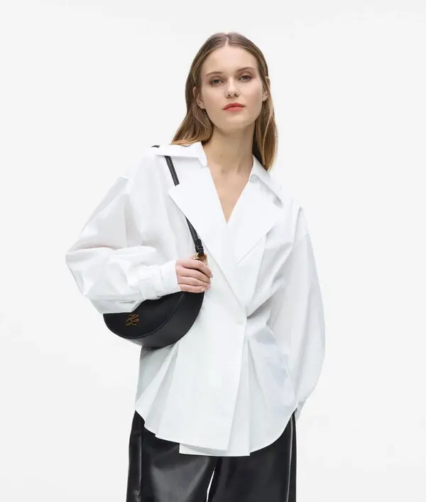 Karl Lagerfeld Double-breasted Poplin Shirt With Peaked Lapels - White