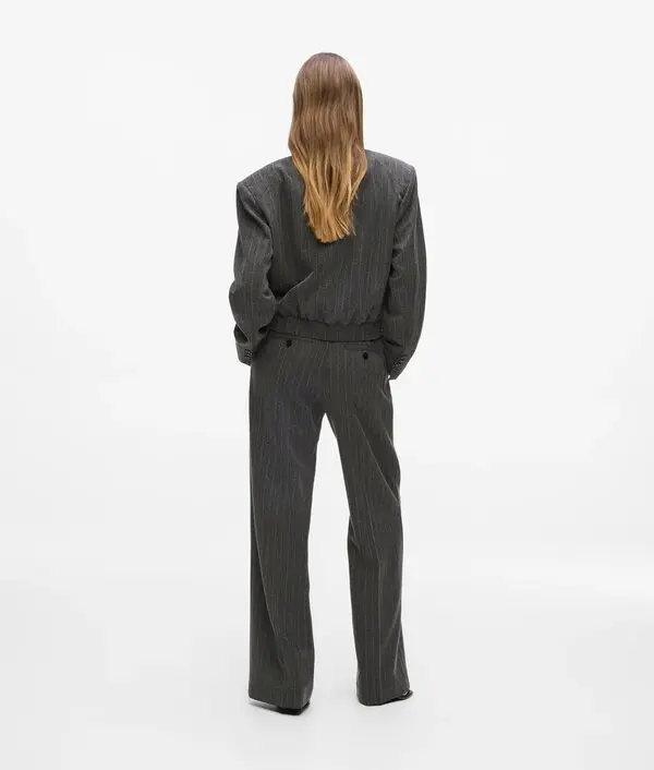 Karl Lagerfeld Pinstripe Straight-leg Pants With Rhinestone Embellishments