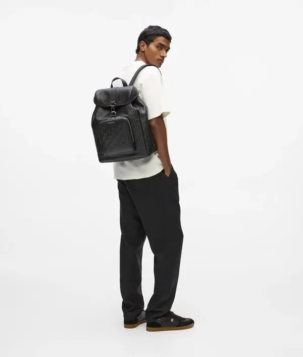 Karl Lagerfeld K/loom Leather Backpack With Monogram Embossing
