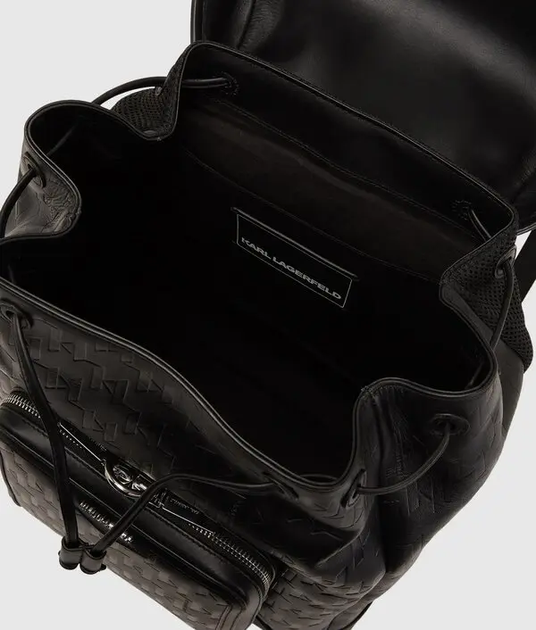 Karl Lagerfeld K/loom Leather Backpack With Monogram Embossing