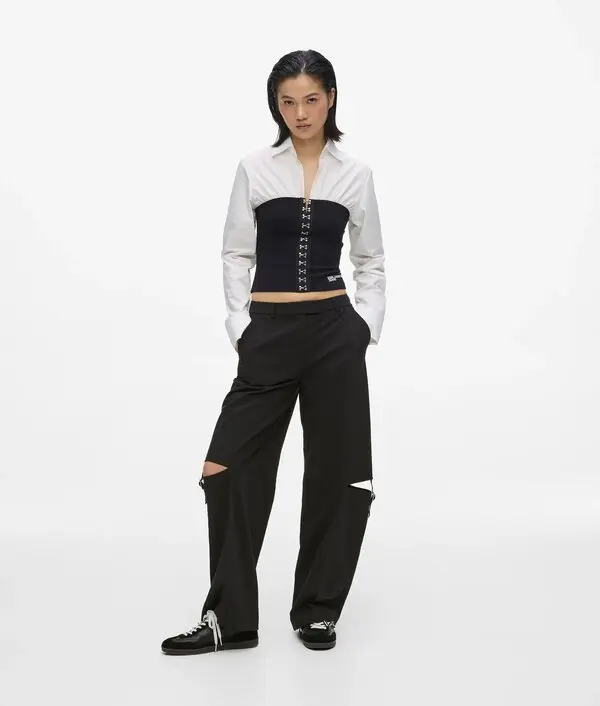KL JEANS Jeans Buckled Cut-out Tailored Pants - Black