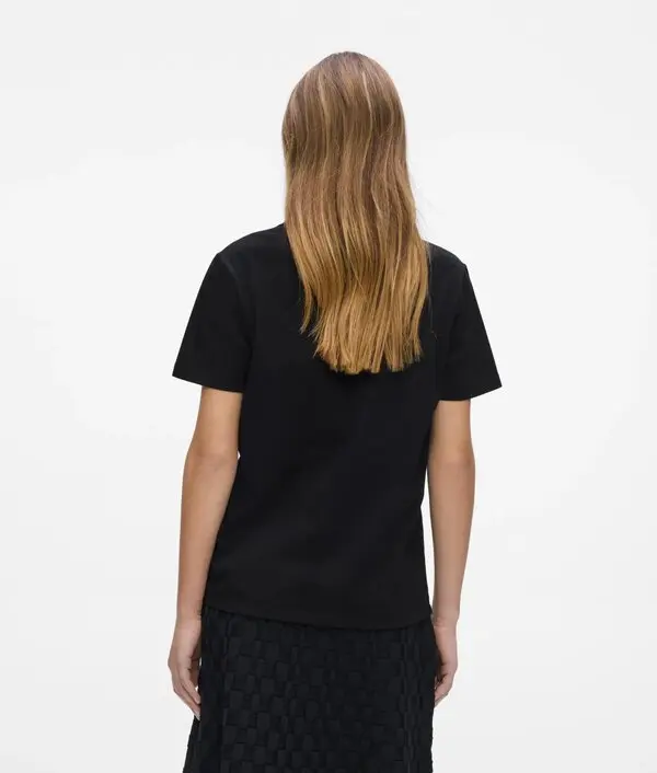 Karl Lagerfeld Faux-pearl Neck Organic Cotton T-shirt - Black