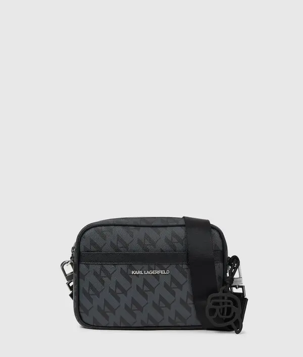 Karl Lagerfeld Ikon Monogram Elongated Crossbody Bag - Black