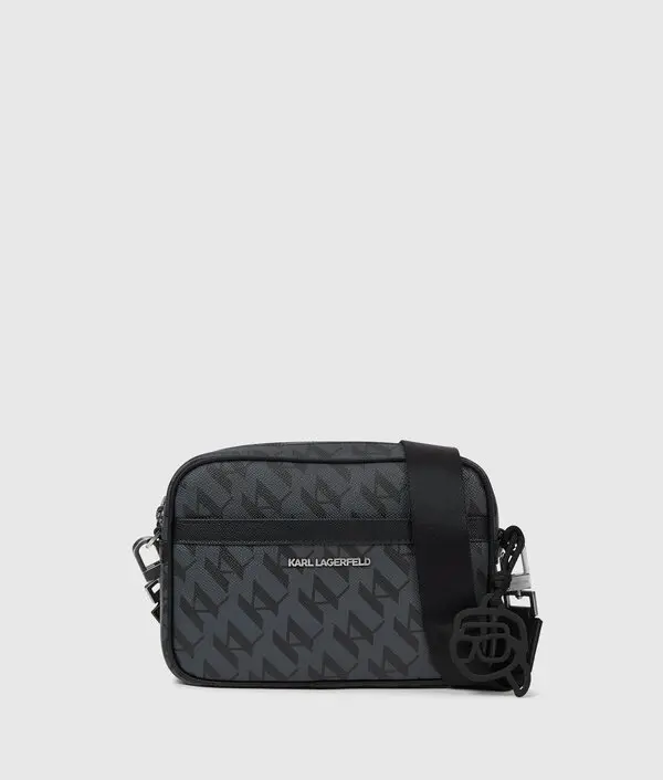 Karl Lagerfeld Ikon Monogram Elongated Crossbody Bag - Black
