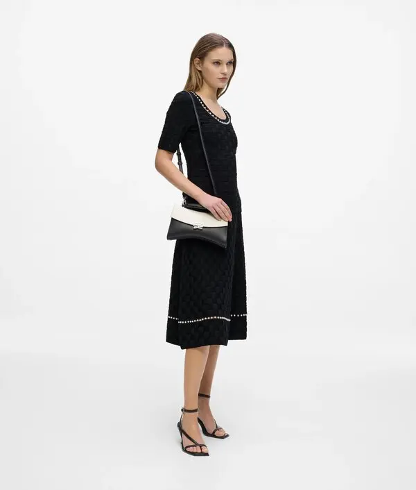 Karl Lagerfeld Faux Pearl Embellished Short-sleeve Knit Top