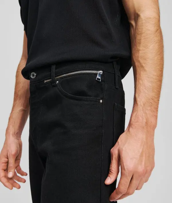 Karl Lagerfeld Zip-detail Tapered Jeans In Cotton