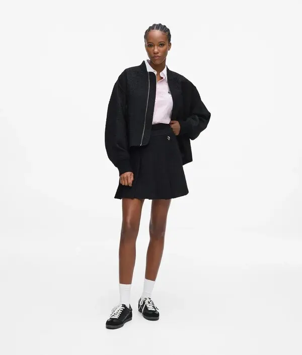 Karl Lagerfeld Ikon Bouclé Pleated Skirt - Black