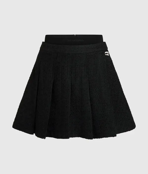 Karl Lagerfeld Ikon Bouclé Pleated Skirt
