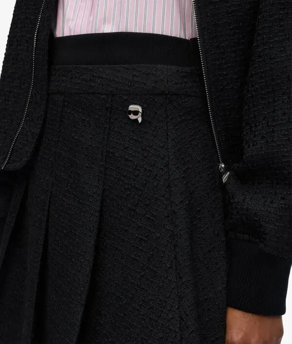 Karl Lagerfeld Ikon Bouclé Pleated Skirt